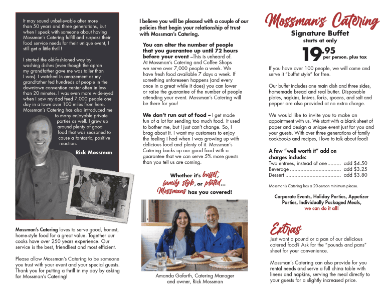 Mossman's Event Catering & Restaurants - Catering Menu